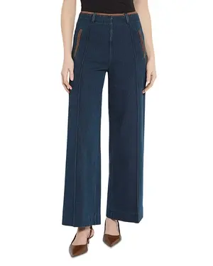 Lyssé Angelica Cotton Stretch High Waist Pintuck Denim Pants