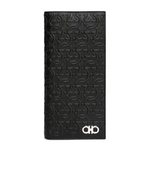 FERRAGAMO Vertical Bi-fold Wallet - Black