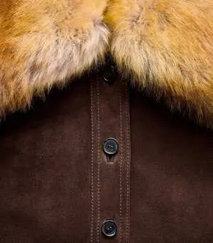 Saint Laurent Shearling-collar Suede Jacket