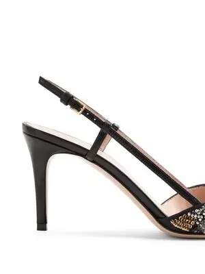 Valentino Garavani Vlogo Signature Embroidered Slingback Pumps - Multicolor