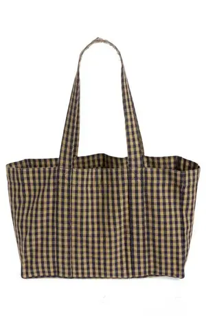 DAMSON MADDER Organic Cotton Gingham Canvas Tote