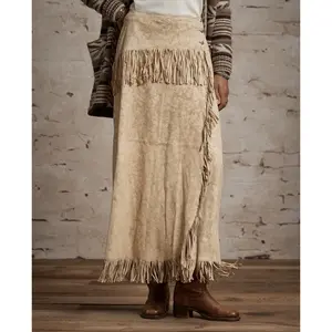 Ralph Lauren Fringe-trim Suede Wrap Skirt