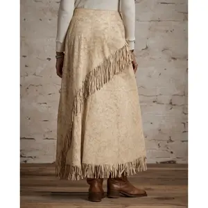 Ralph Lauren Fringe-trim Suede Wrap Skirt