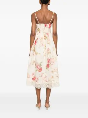 Zimmermann Roselight Linen Midi Dress - Multicolor