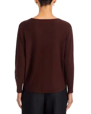 SIONI Flower Embellished V Neck Sweater