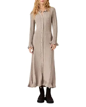 Maje Rourasy Textured Knit Maxi Dress