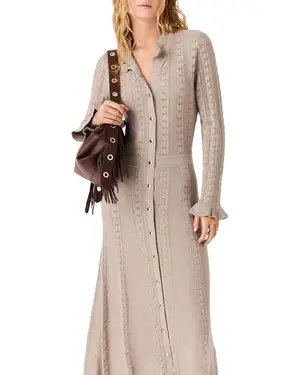 Maje Rourasy Textured Knit Maxi Dress
