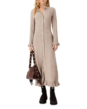 Maje Rourasy Textured Knit Maxi Dress