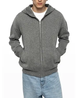 Zadig&Voltaire Camille Cashmere Zip Front Hoodie - Medium Grey