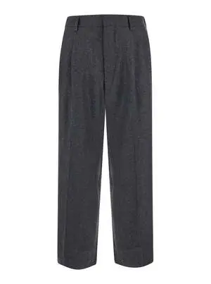 NN.07 Pleated Trousers With Wide Straight Hem - Grey