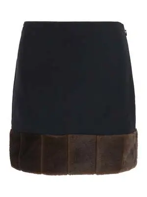 ROTATE BY BIRGER CHRISTENSEN Duelia Synthetic Fur Mini Skirt For - Black