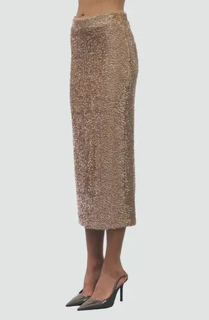 MAUDE CLUB Patricia Beaded Midi Skirt