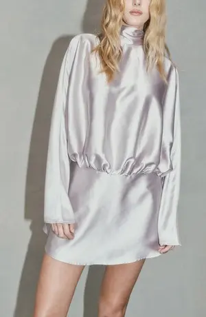 MAUDE CLUB Bellucci Mock Neck Minidress