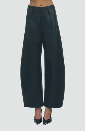 MAUDE CLUB Jagger Faux Leather Wide Leg Pants - Black