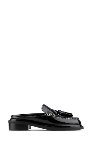 DONALD PLINER Bambie Leather Tassel Loafer Mule - Black