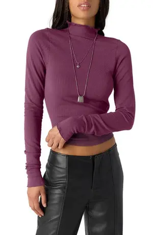 Free People Intimately Fp So Soft Ribbed Mock Neck Tee - Fig