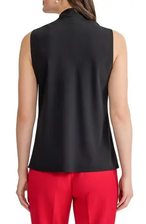 KASPER Rhinestone Tie Neck Sleeveless Georgette Top