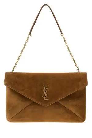 Saint Laurent Suede Cassandre Shoulder Bag - Brown