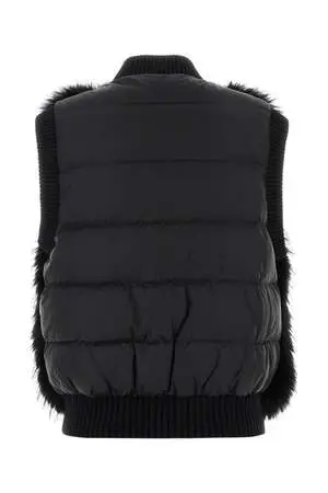Moncler Eco Fur And Nylon Sleeveless Down Jacket