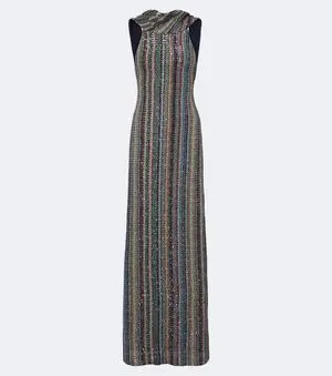 Missoni Sequined Striped Knitted Lamé Maxi Dress