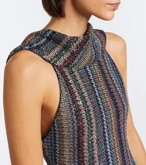 Missoni Sequined Striped Knitted Lamé Maxi Dress