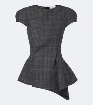 Magda Butrym Checked Draped Virgin Wool Top