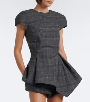 Magda Butrym Checked Draped Virgin Wool Top
