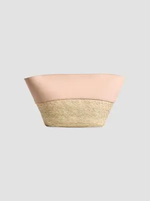 Altuzarra Basket Woven Palm & Leather Clutch