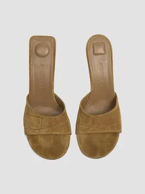 Jacquemus Cubisto 70mm Embossed Suede Mules