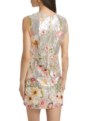 MILLY Ivette Floral Sequined Minidress