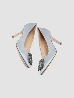Manolo Blahnik Hangisi 90mm Embellished Satin Pumps