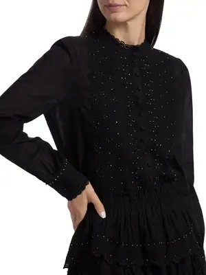 LoveShackFancy Larine Embellished Cotton Top