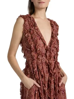 Ulla Johnson Aida Printed Silk-blend Ruffled Gown