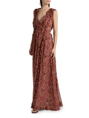 Ulla Johnson Aida Printed Silk-blend Ruffled Gown