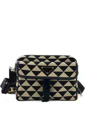 Prada Symbole Front Pocket Zip Messenger Jacquard Small Crossbody Bag