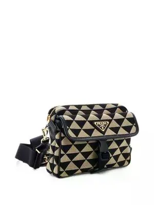 Prada Symbole Front Pocket Zip Messenger Jacquard Small Crossbody Bag
