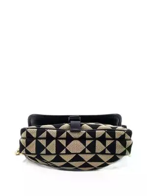 Prada Symbole Front Pocket Zip Messenger Jacquard Small Crossbody Bag