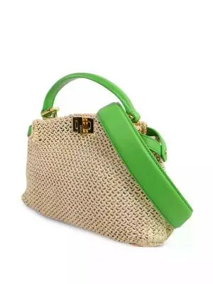 Fendi Mini Peekaboo Raffia Shoulder Bag