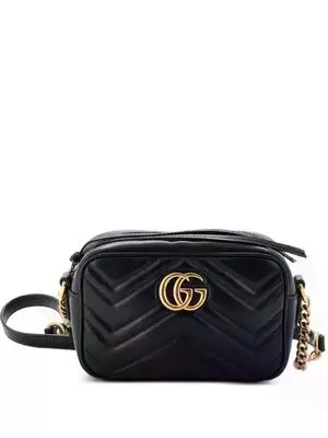Gucci Gg Marmont Shoulder Bag Matelasse Leather Mini Crossbody Bag - Black