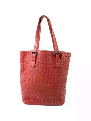 Bottega Veneta Intrecciato Buckle-strap Tote Bag - Red
