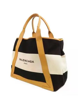 Balenciaga Navy Cabas Leather-trim Tote Bag - Black