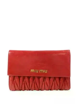 Miu Miu Matelassé Leather Trifold Wallet - Red
