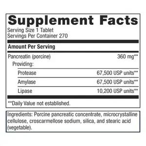 METAGENICS Spectrazyme Pancreatic Digestive Enzyme Complex Tablets 270 Tablets