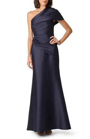 Aidan Mattox One-shoulder Stretch Mikado Mermaid Gown