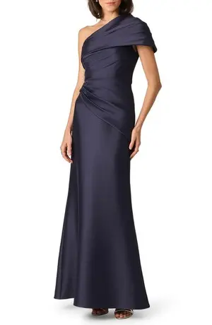 Aidan Mattox One-shoulder Stretch Mikado Mermaid Gown