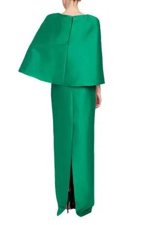 Badgley Mischka Capelet Stretch Mikado Gown
