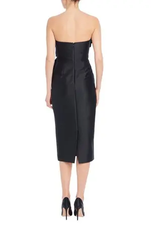 Badgley Mischka Beaded Bow Mikado Cocktail Dress