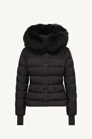 Moncler Armoniques Hooded Shearling-trimmed Down Ski Jacket