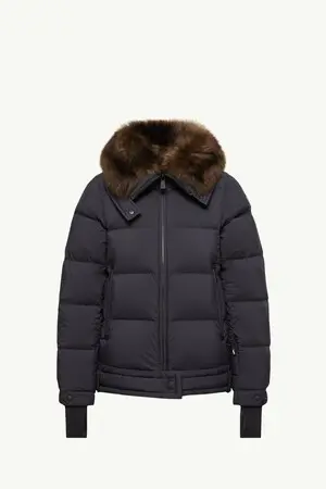 Moncler Arabbas Shearling-trimmed Down Ski Jacket - Blue