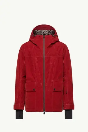 Moncler Airolo Corduroy Insulated Hooded Ski Jacket - Red